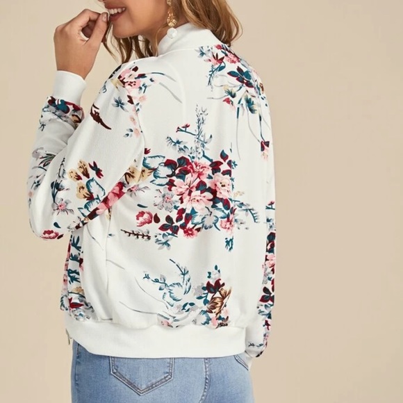 Jackets & Coats | Floral Print Light Weight Bomber Jacket | Poshmark